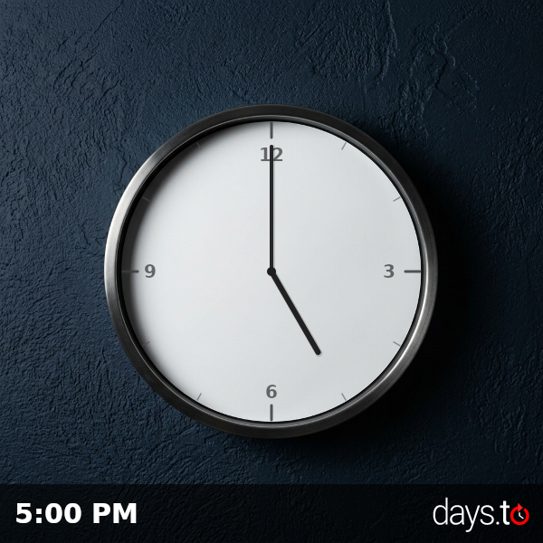 How Long Until 5:00 PM? | Countdown Timer